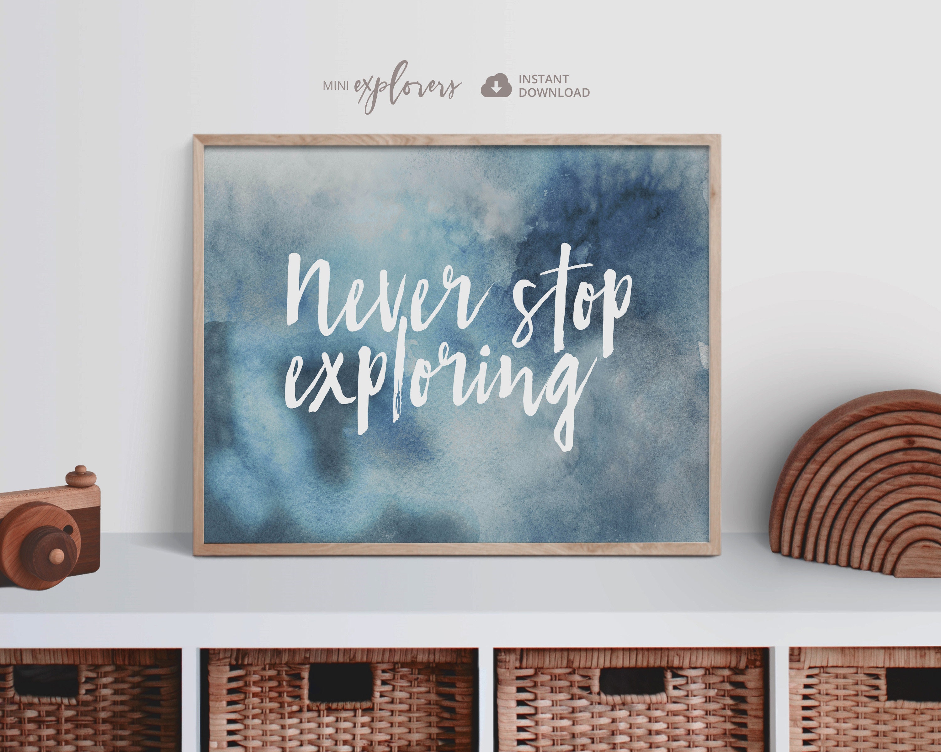 Never Stop Exploring, Printable Art, Toddler Boy Room Decor, Sky Blue ...