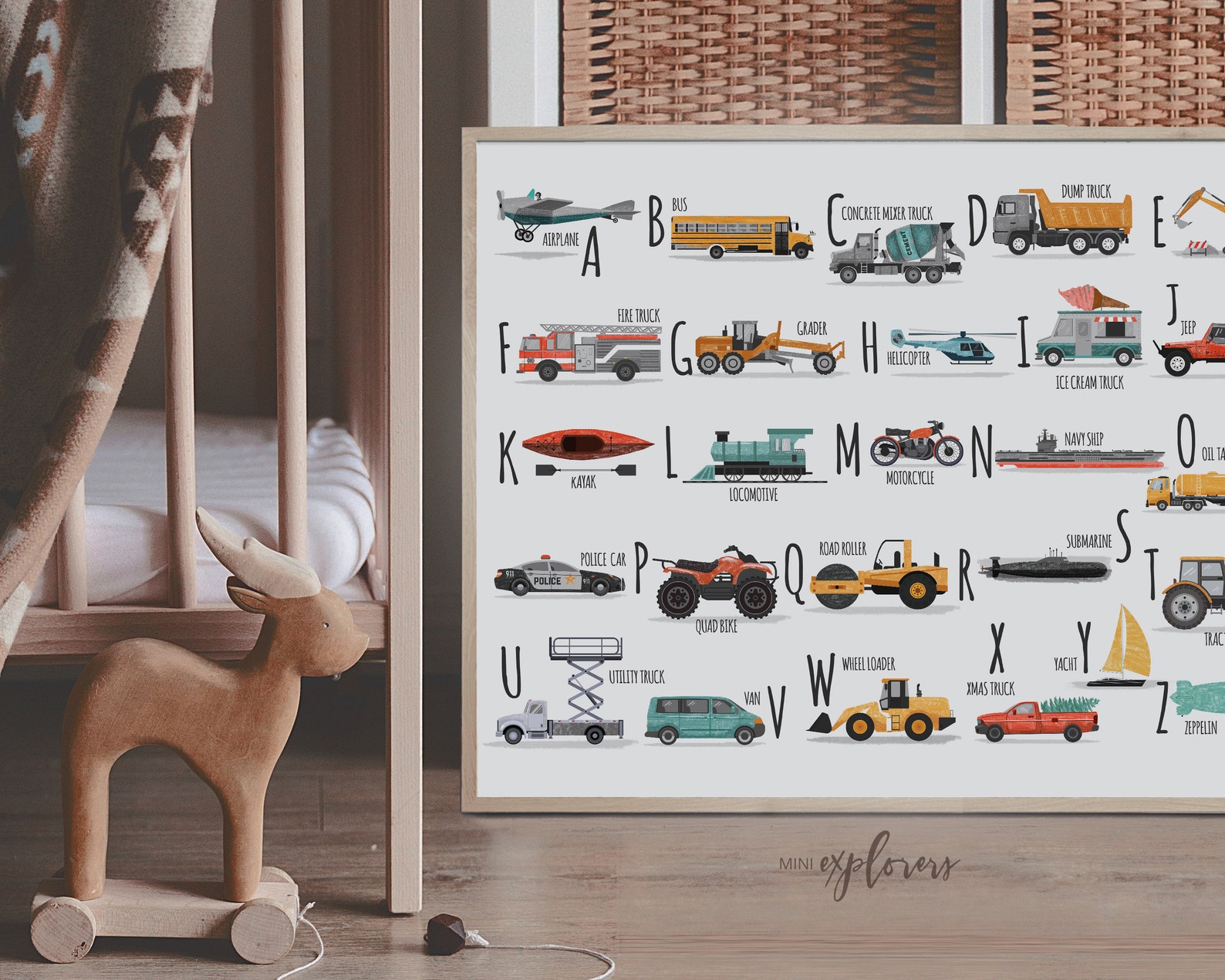 Car Alphabet Poster Transportation Print Vehicle Wall Art - Etsy