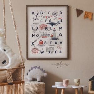 Nautical Alphabet, Nautical Nursery Art, Printable Alphabet Poster ...