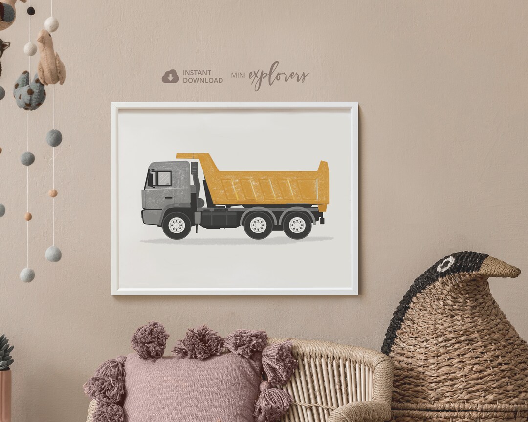 Dump Truck Printable, Construction Car, Vehicle Poster, Boy Bedroom Art ...
