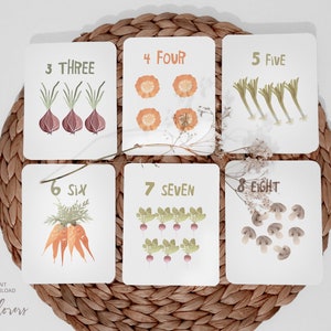 Number Flash Cards, Numbers 1-10, Couting Card Set, Printable Vegetable ...
