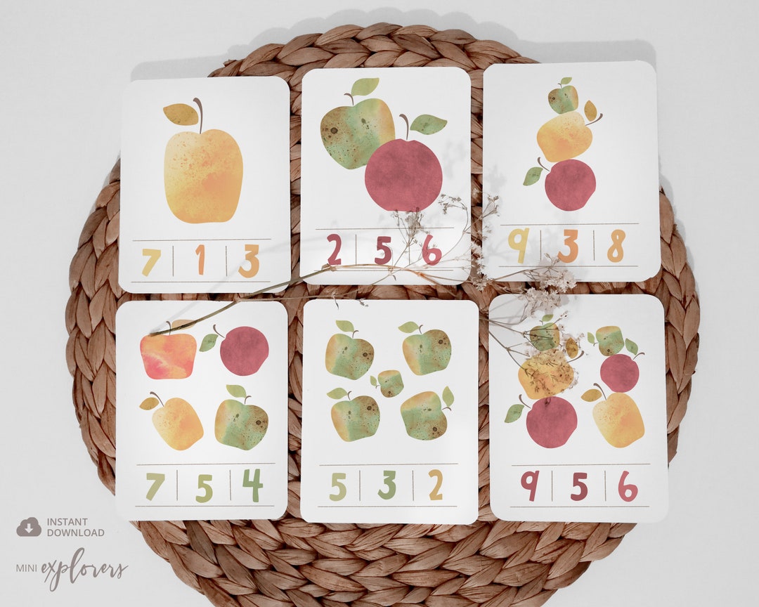 Apple Count and Clip Cards, Printable Numbers 0 - 10, Counting Flash ...
