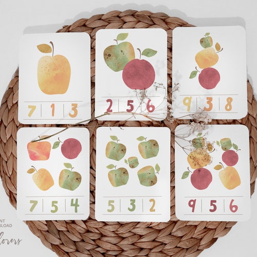 Apple Count and Clip Cards Printable Numbers 0 10 Counting - Etsy