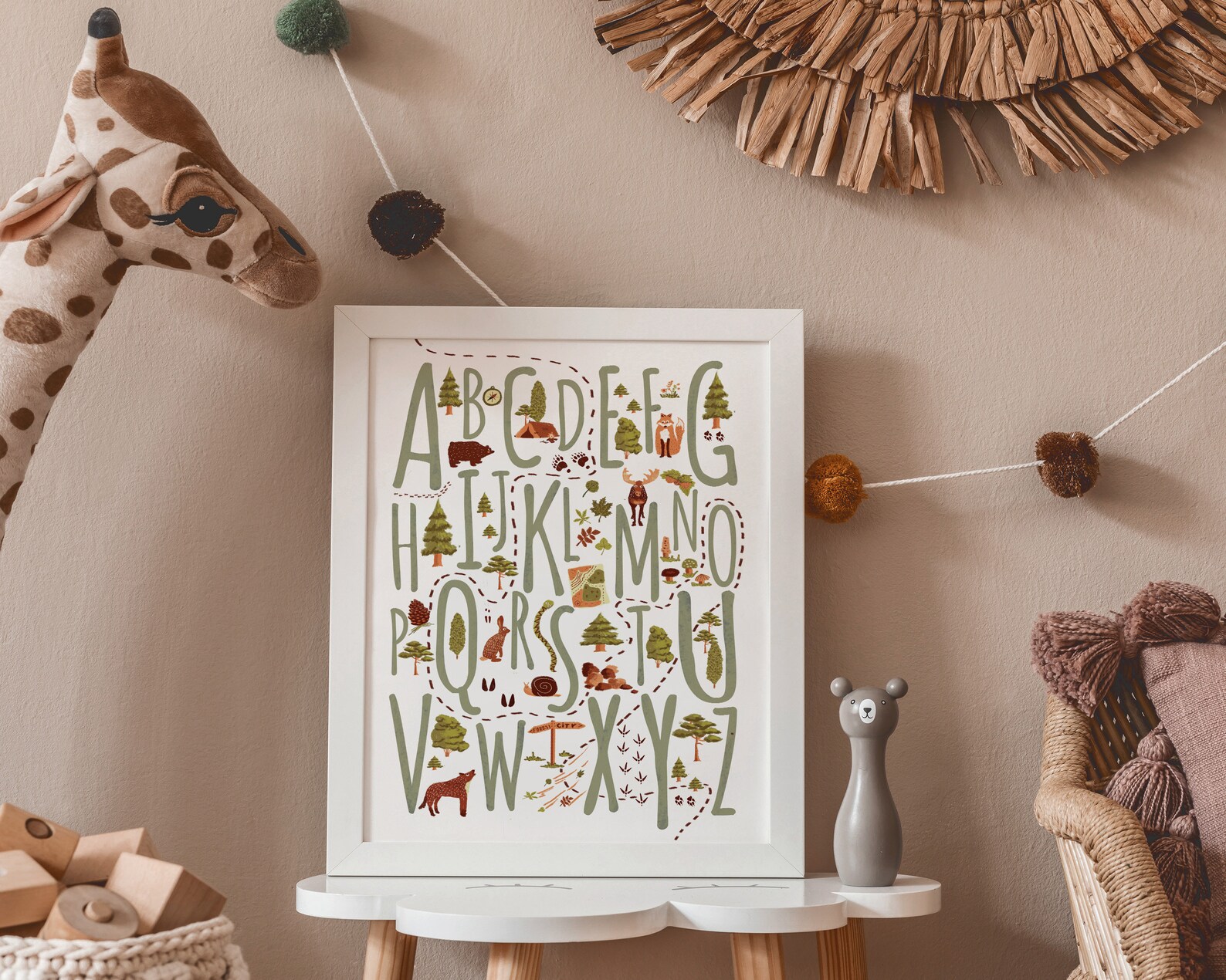 Woodland Abc Poster, Animal Alphabet, Kid Adventure Print, Outdoors ...