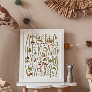 Woodland Abc Poster, Animal Alphabet, Kid Adventure Print, Outdoors ...