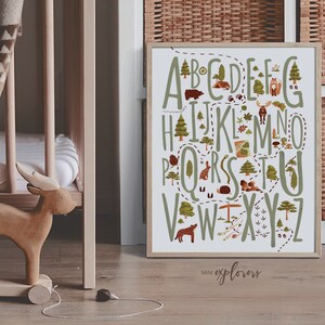 Woodland Abc Poster, Animal Alphabet, Kid Adventure Print, Outdoors ...