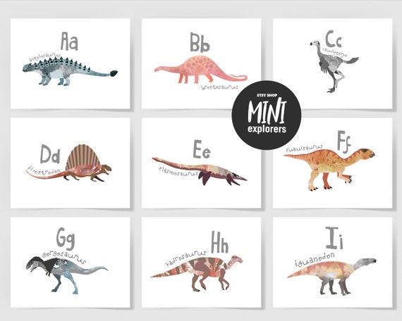 ABC flashcards Dinosaur alphabet cards Learning letters | Etsy