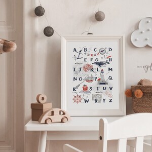 Nautical Alphabet, Nautical Nursery Art, Printable Alphabet Poster ...