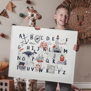 Nautical ABC Poster, Nautical Themed Nursery Art, Learning Letters ...