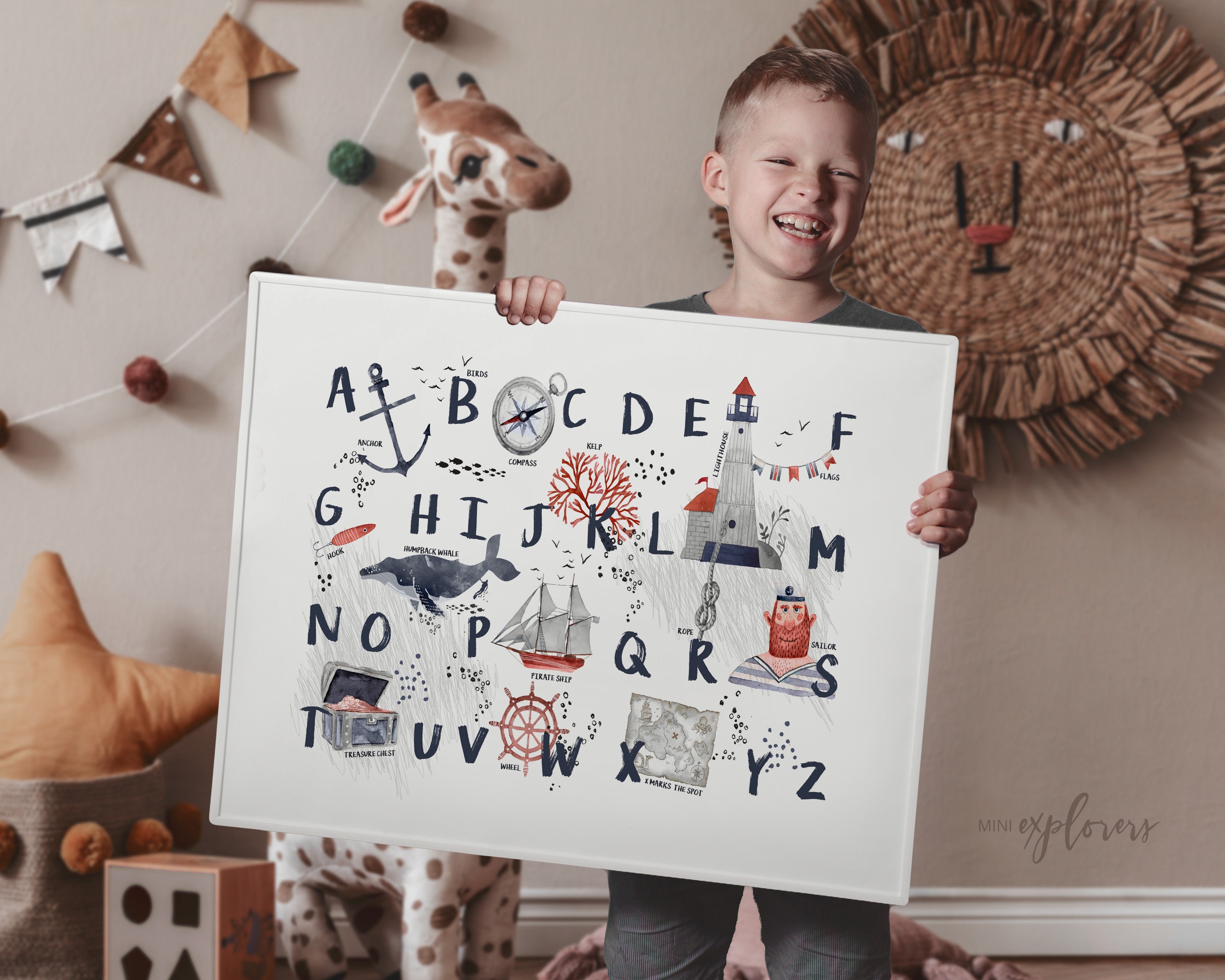 Nautical ABC Poster Nautical Themed Nursery Art Learning - Etsy