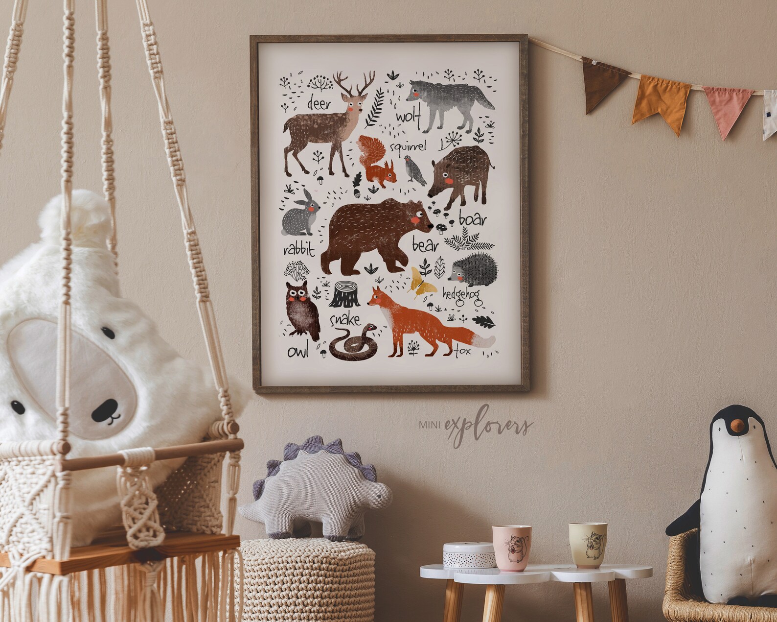 Woodland Animal Printable Art, Forest Nursery Decor, Woods Theme Print ...