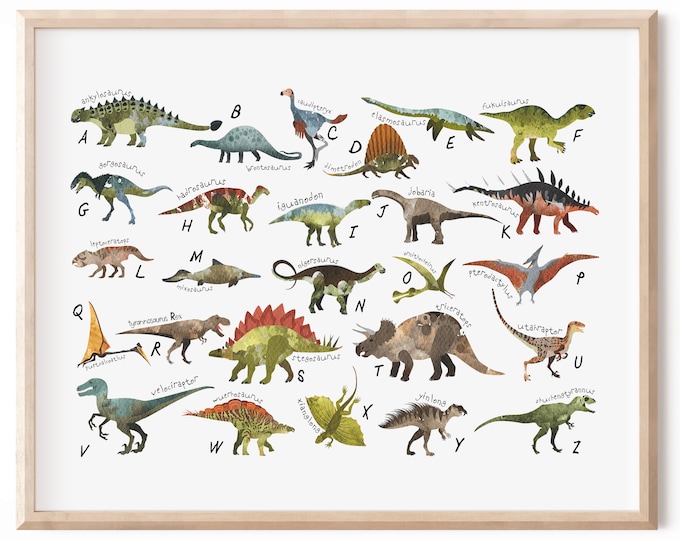 DINOSAURS Alphabet Poster From A to Z, BIG POSTER 13x19 Inches - Etsy ...