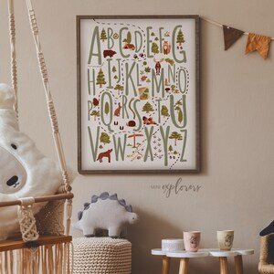 Woodland Abc Poster, Animal Alphabet, Kid Adventure Print, Outdoors ...