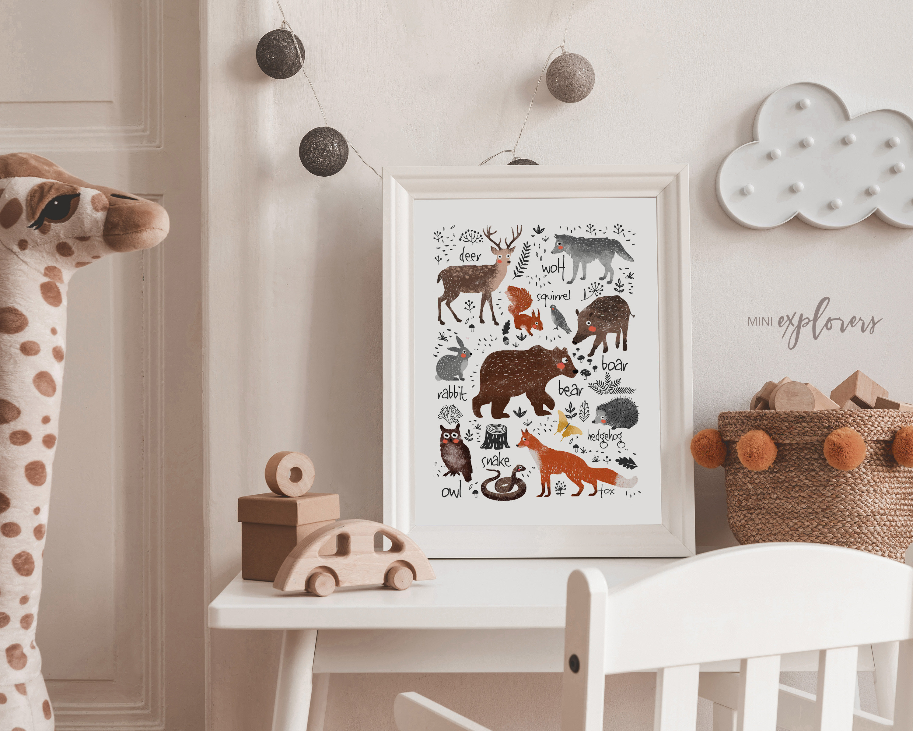Woodland Animal Printable Art, Forest Nursery Decor, Woods Theme Print ...