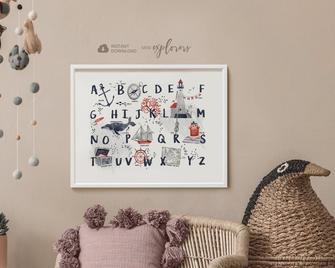 Nautical ABC Poster, Nautical Themed Nursery Art, Learning Letters ...