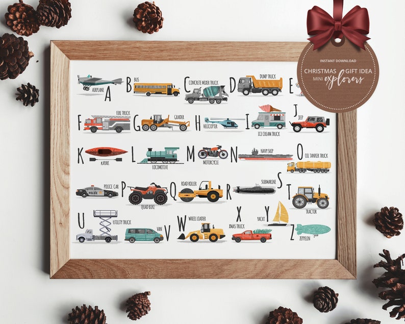 Car alphabet poster Transportation print Vehicle wall art | Etsy