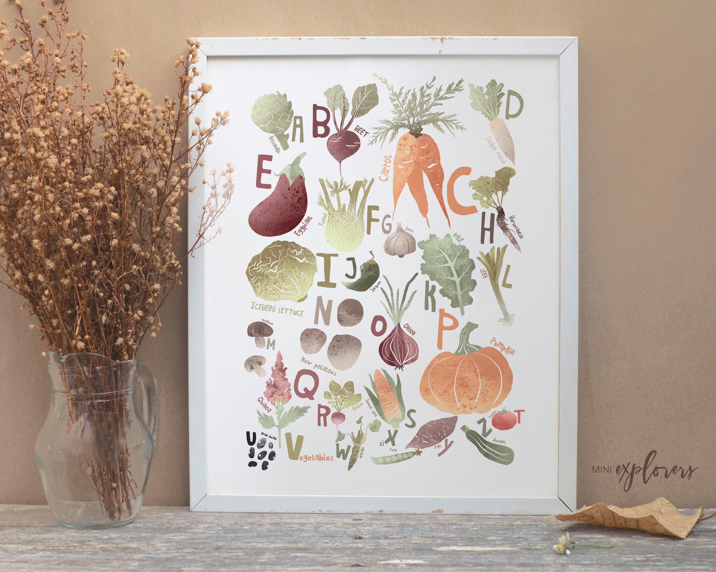 Printable Vegetable Alphabet , Play Kitchen Accessories,, Homeschool ...