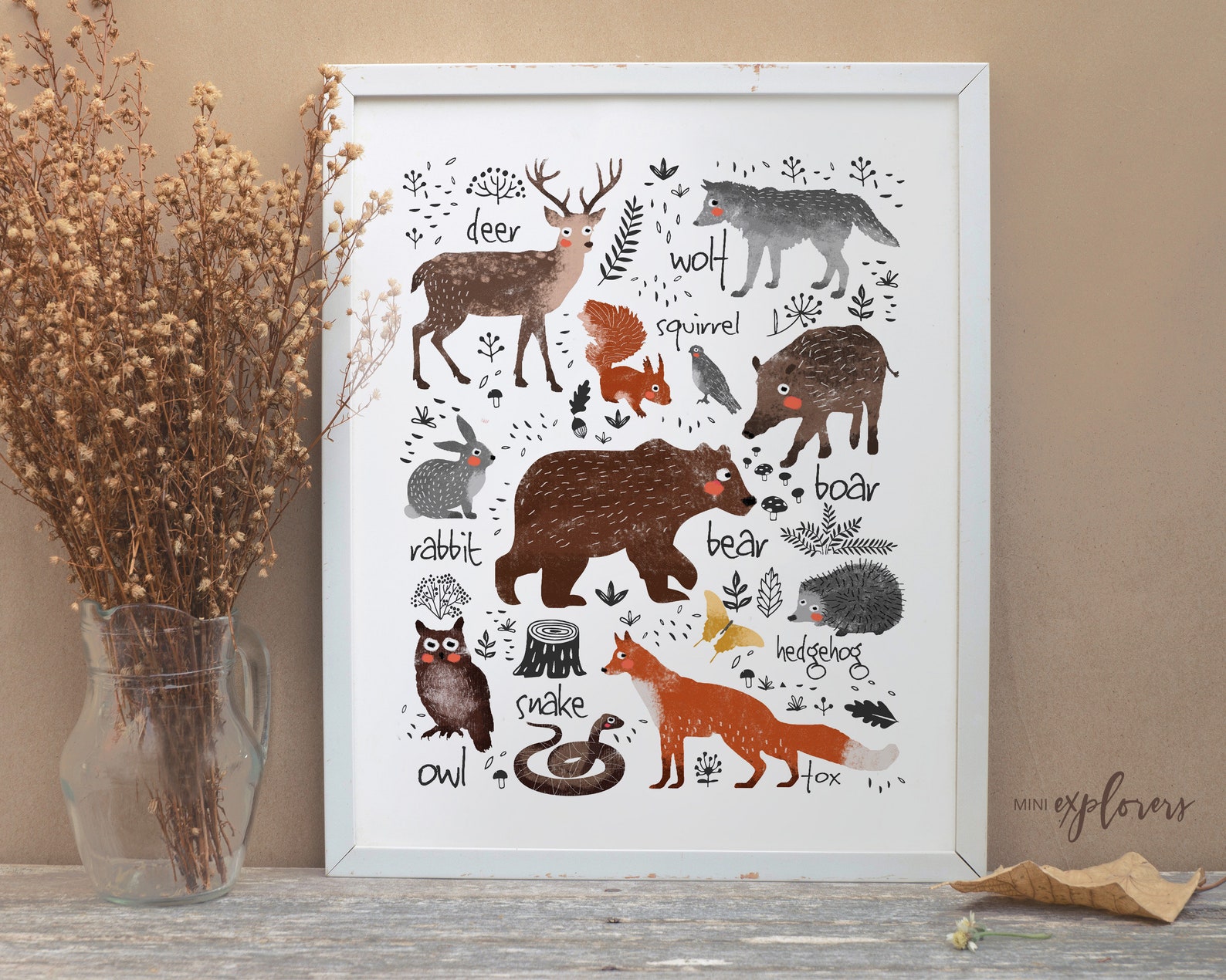 Woodland Animal Printable Art, Forest Nursery Decor, Woods Theme Print ...