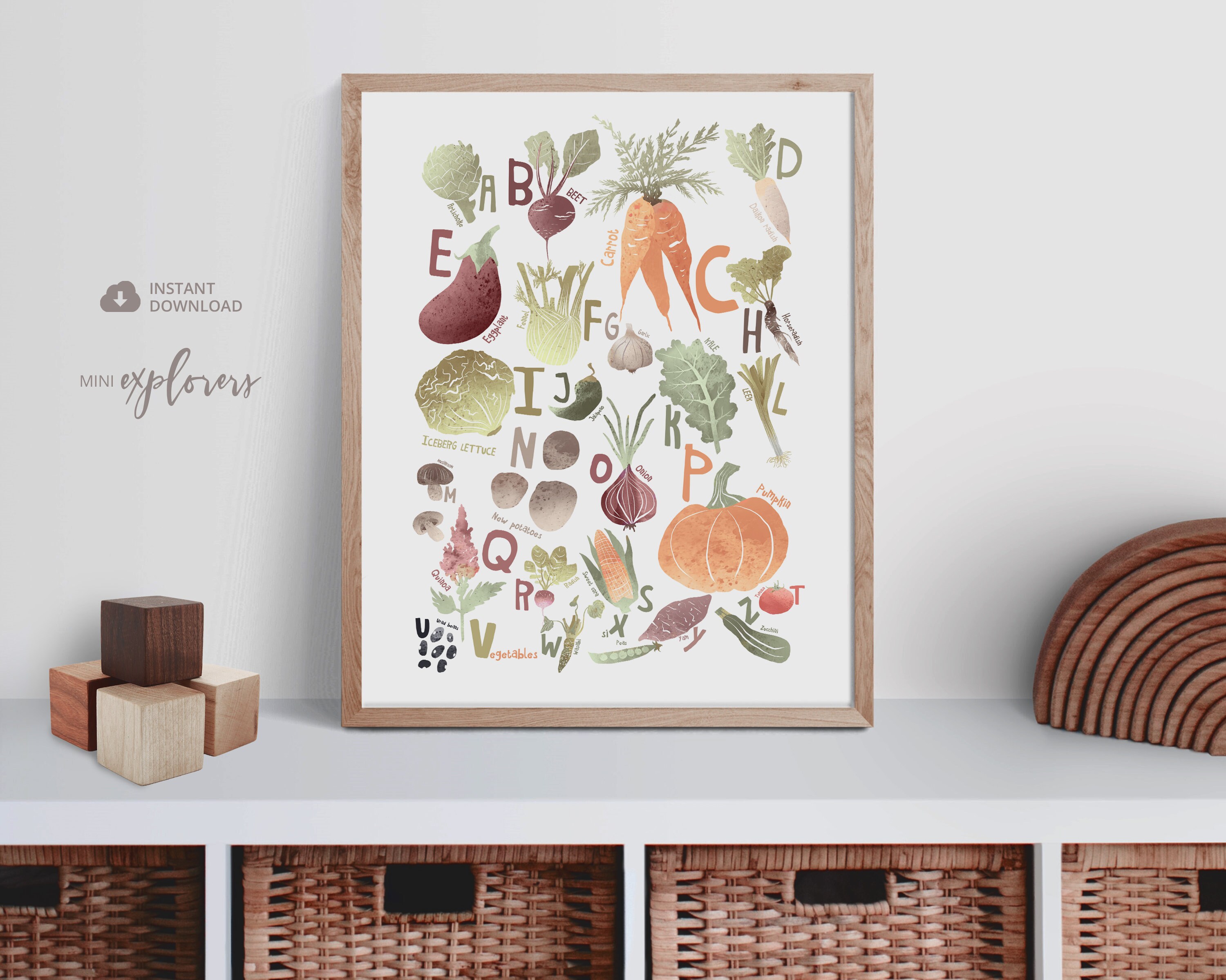 Printable Vegetable Alphabet , Play Kitchen Accessories,, Homeschool ...