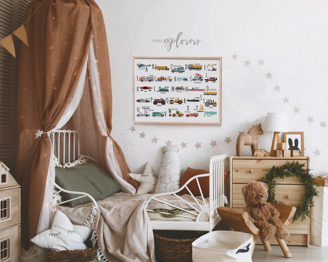 Car Alphabet Poster Transportation Print Vehicle Wall Art - Etsy