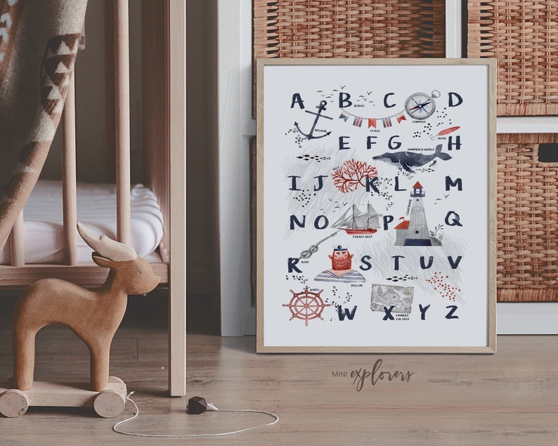 Nautical Alphabet Nautical Nursery Art Printable Alphabet - Etsy