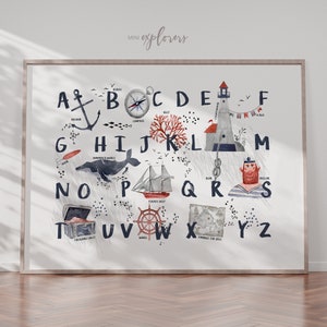 Nautical ABC Poster, Nautical Themed Nursery Art, Learning Letters ...