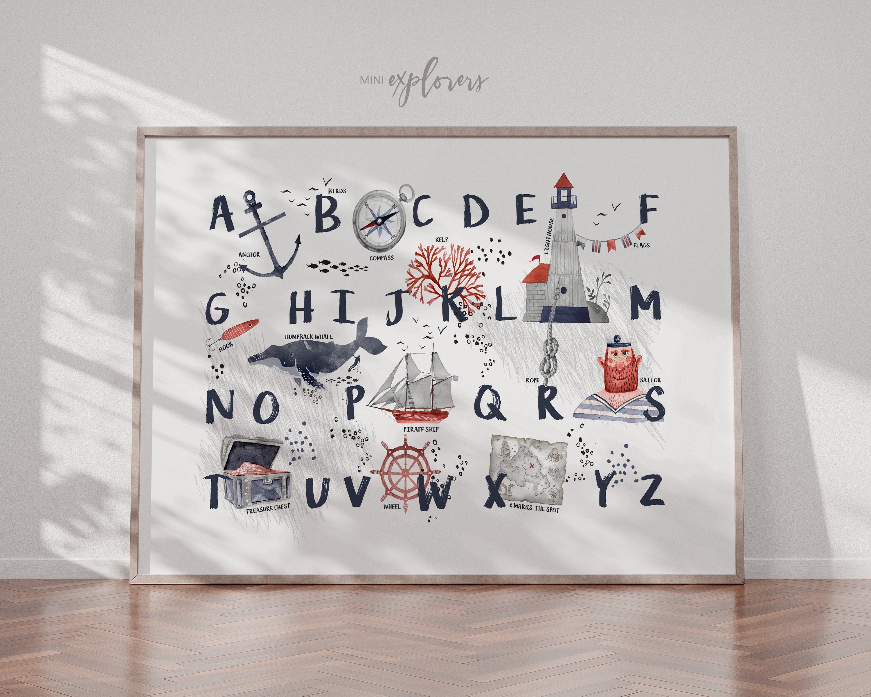 Nautical ABC Poster Nautical Themed Nursery Art Learning - Etsy