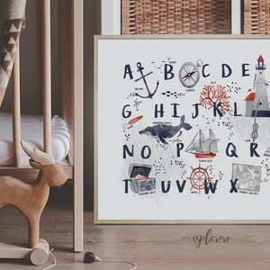 Nautical ABC Poster, Nautical Themed Nursery Art, Learning Letters ...