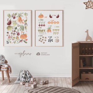 Printable Vegetable Alphabet and Numbers Set, Play Kitchen Accessories ...