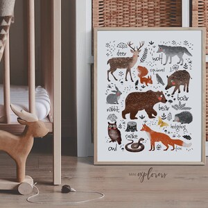 Woodland Animal Printable Art, Forest Nursery Decor, Woods Theme Print ...