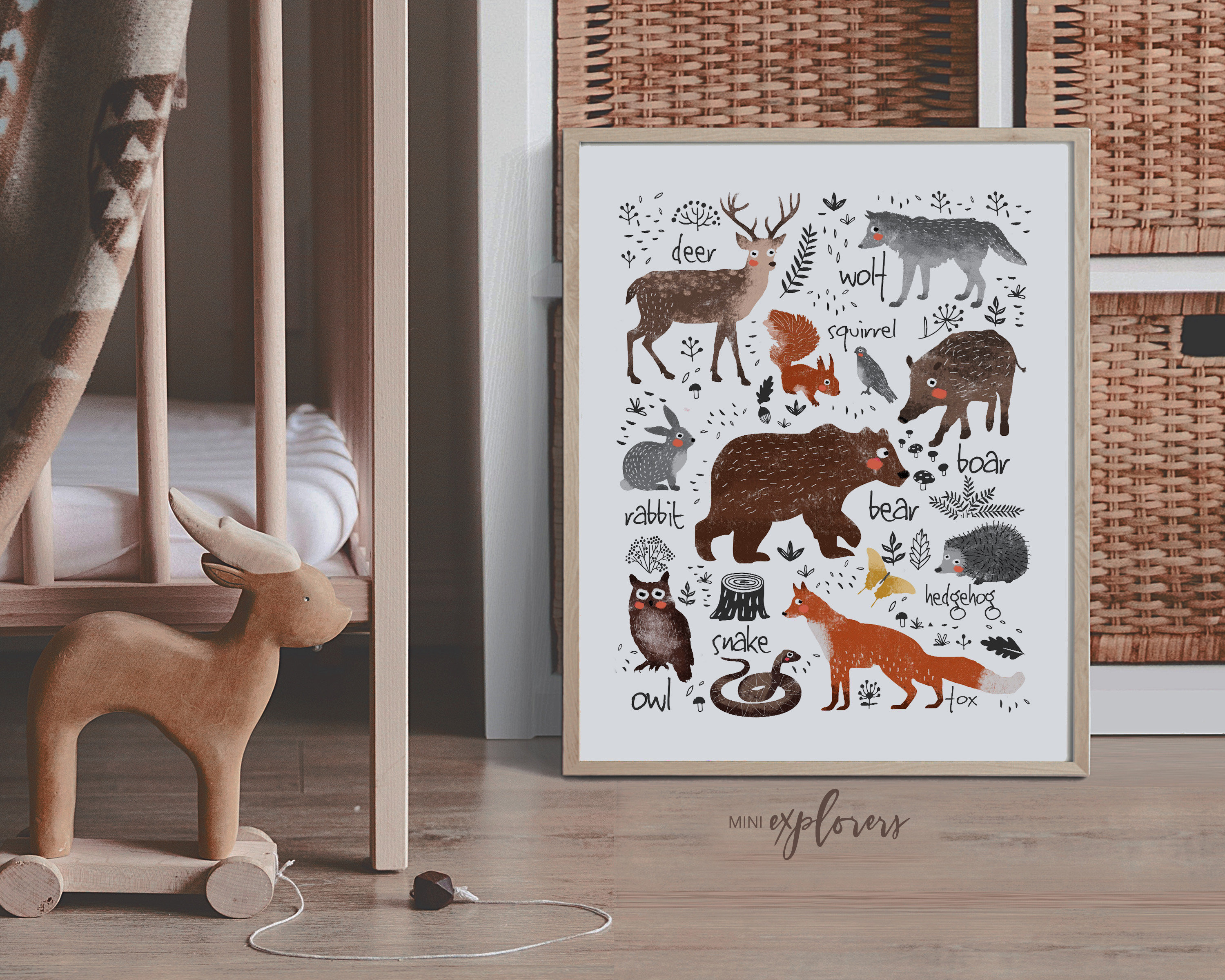 Woodland Animal Printable Art, Forest Nursery Decor, Woods Theme Print ...