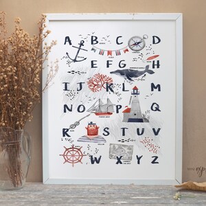 Nautical Alphabet, Nautical Nursery Art, Printable Alphabet Poster ...