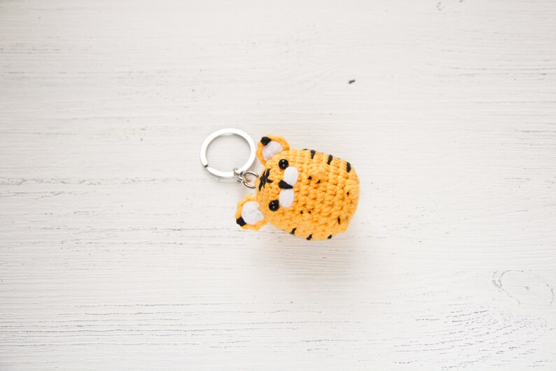 Tiger keychain Yellow keyring Animal bag charm | Etsy
