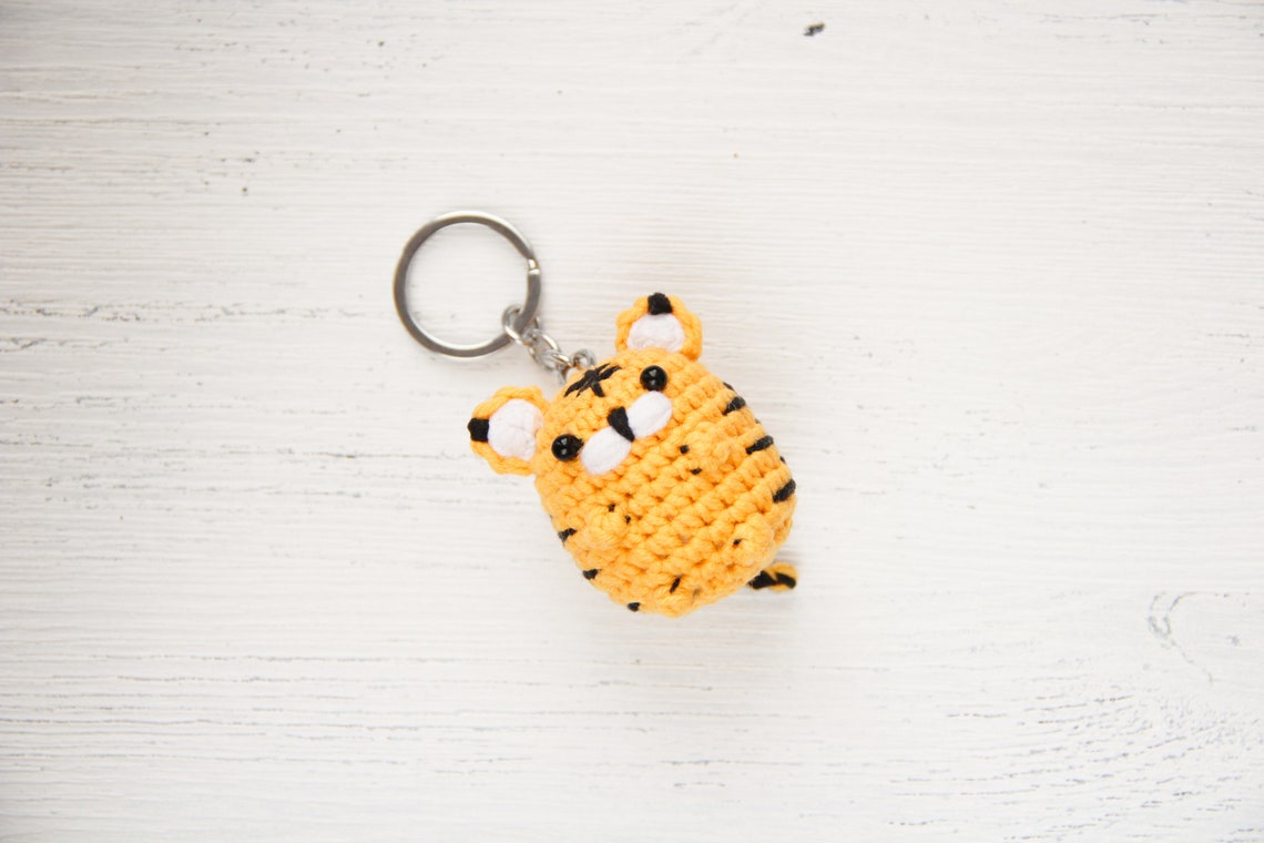 Tiger Keychain Yellow Keyring Animal Bag Charm - Etsy