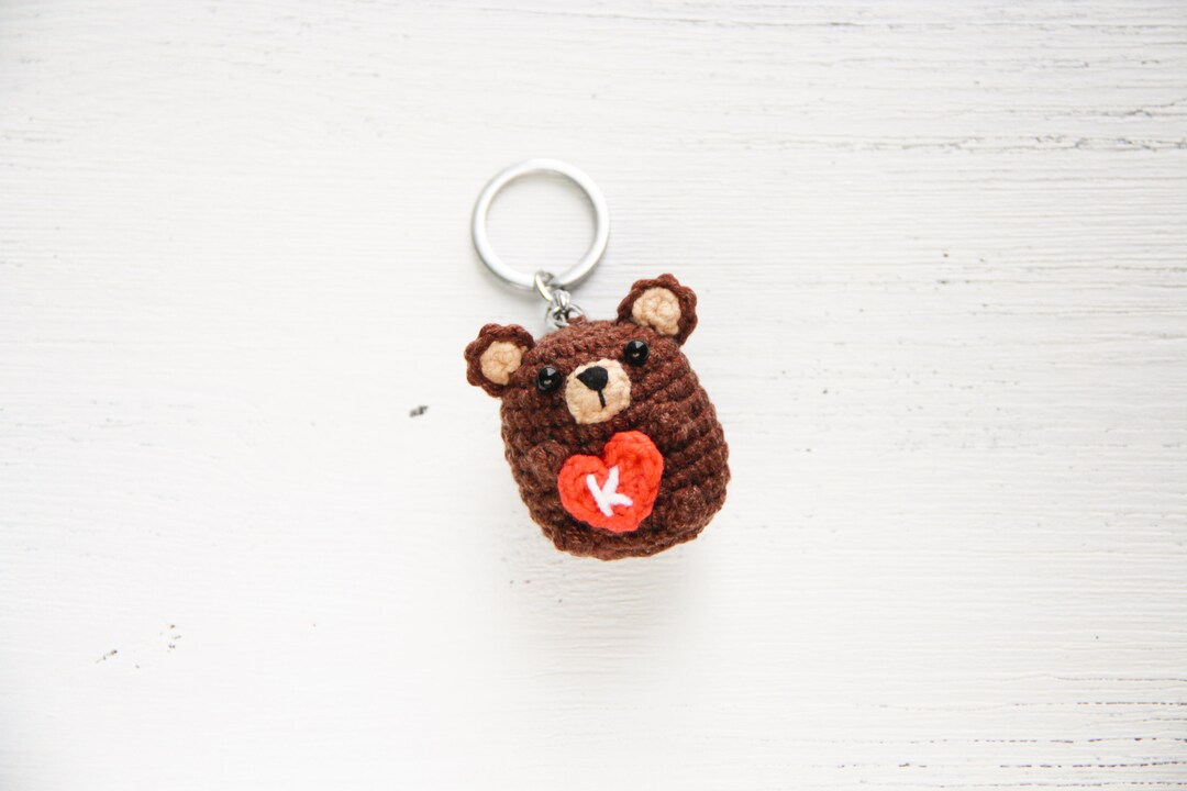 Customized Bear Crochet Keychain Boyfriend Heart Gift - Etsy
