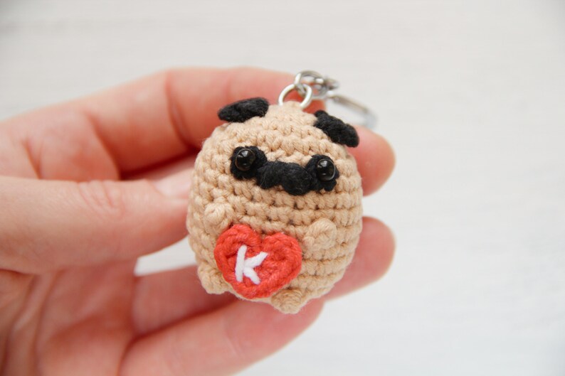 Plush Pug Initial Dog Keychain - Etsy