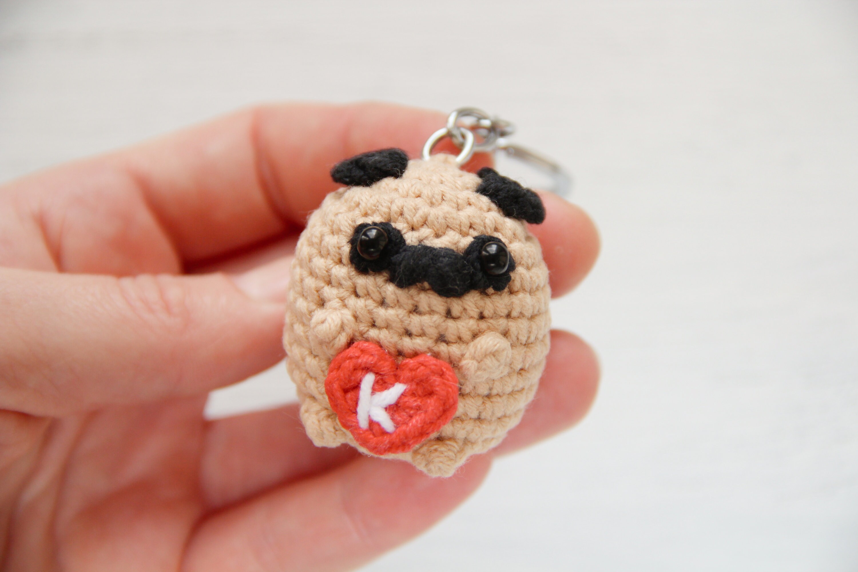 Plush Pug Initial Dog Keychain - Etsy