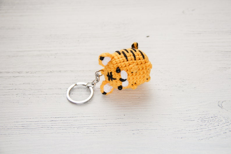 Tiger keychain Yellow keyring Animal bag charm | Etsy