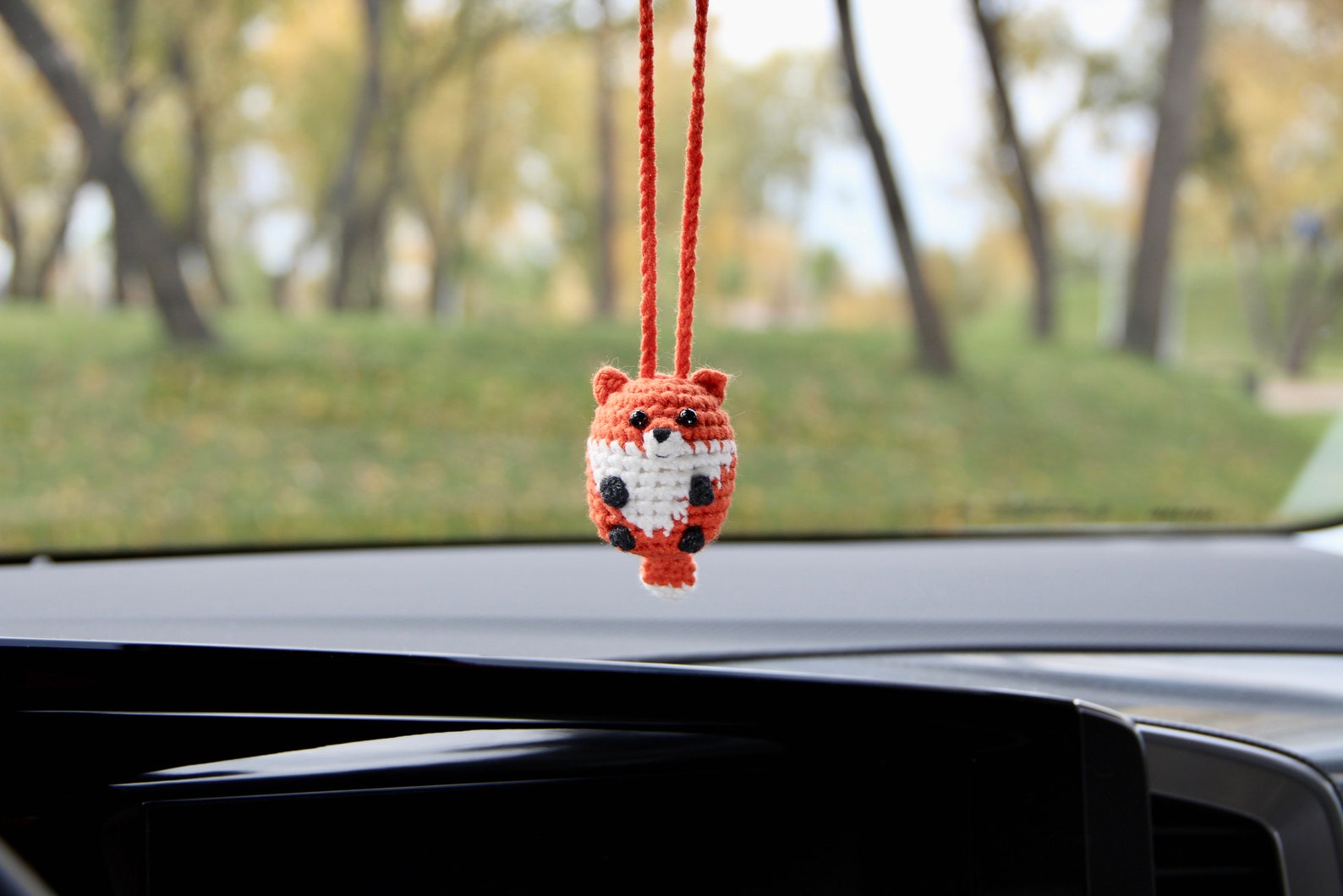 Crochet Fox Car Hanging Rear View Accessory - Etsy