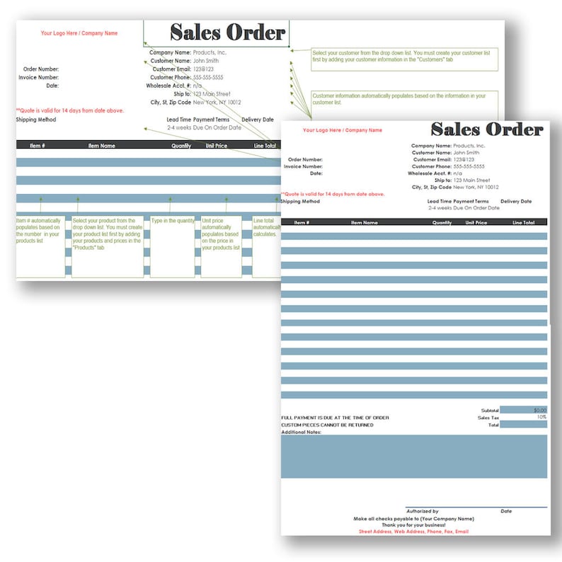 SALES ORDER FORM Simple to Use Order Form Document for Your Business ...