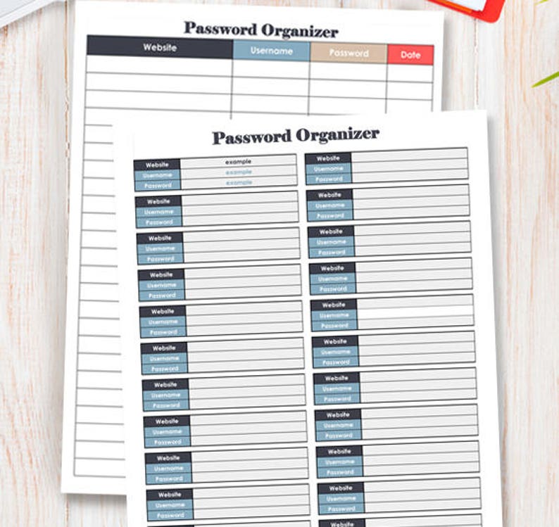 PASSWORD ORGANIZER - Keep Track of Your Passwords, Usernames and ...