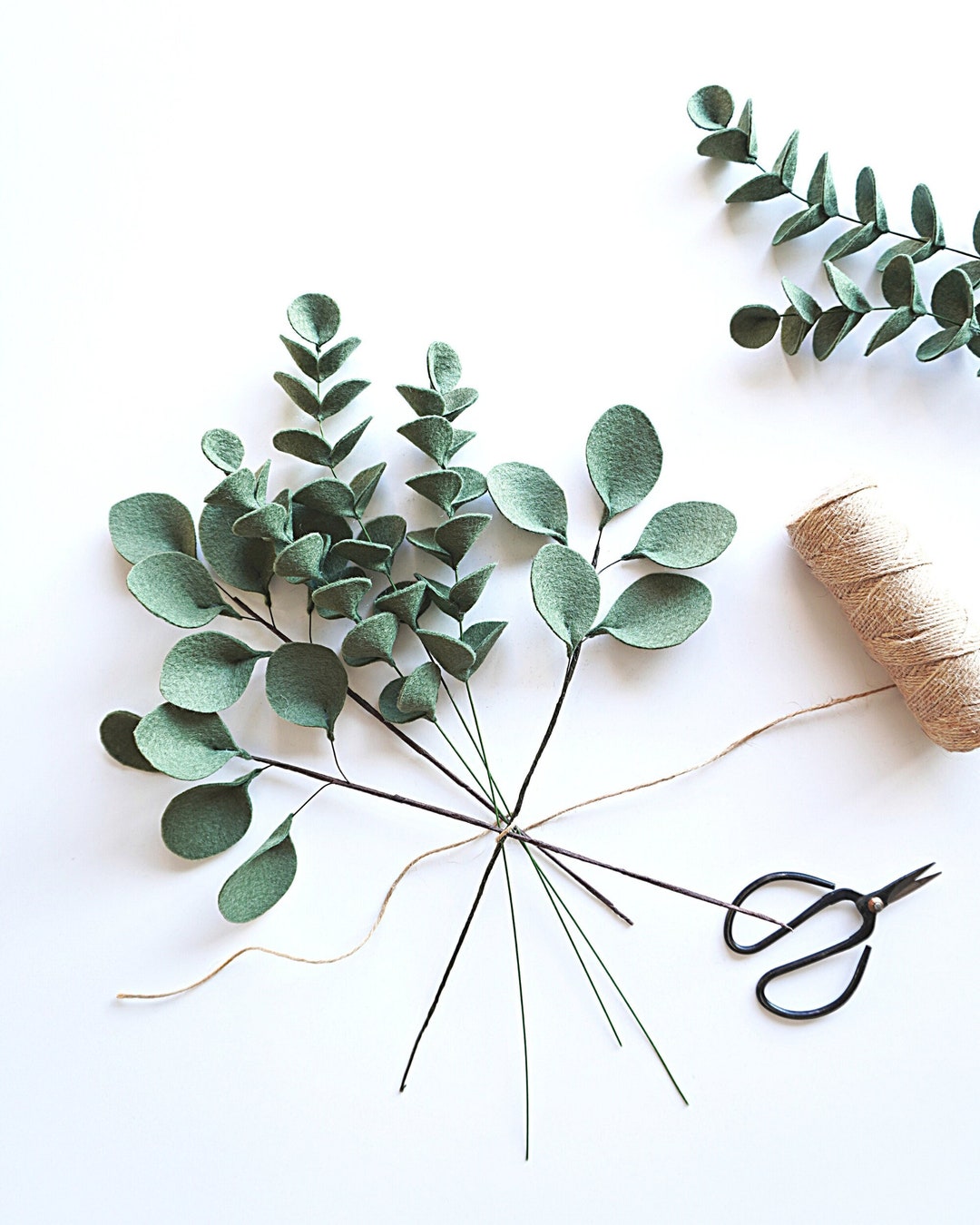 Felt Eucalyptus Blud Green Single Stem, Eucalyptus Wedding Artificial ...