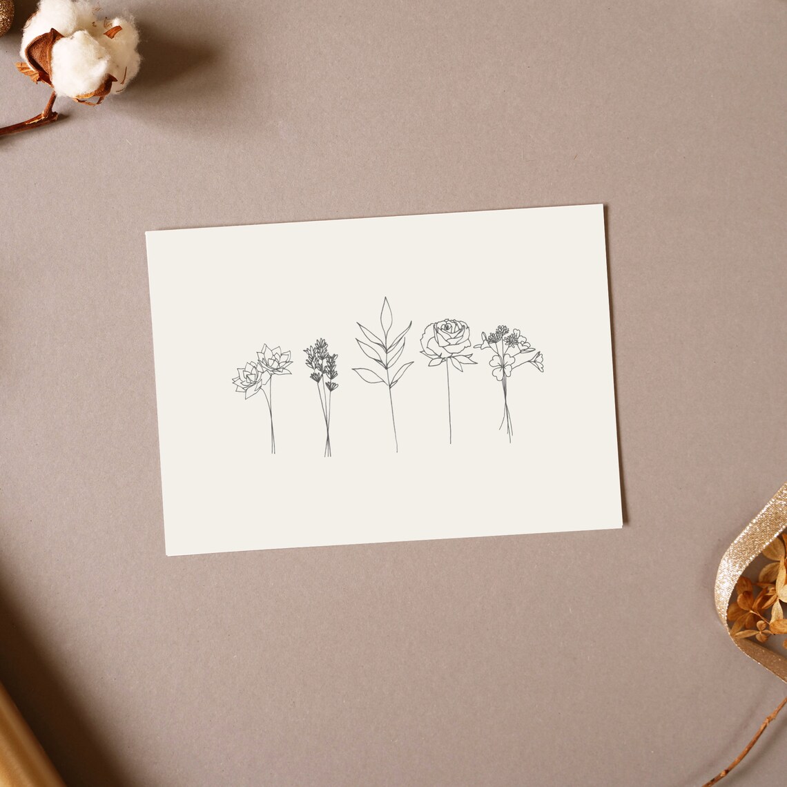 Botanical Prints Minimalist Note Card Set of 3 - Etsy