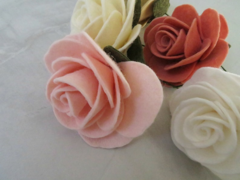 Wool Blend Felt Rose Stem, Rustic Wedding Bouquet, Wedding Favors for ...