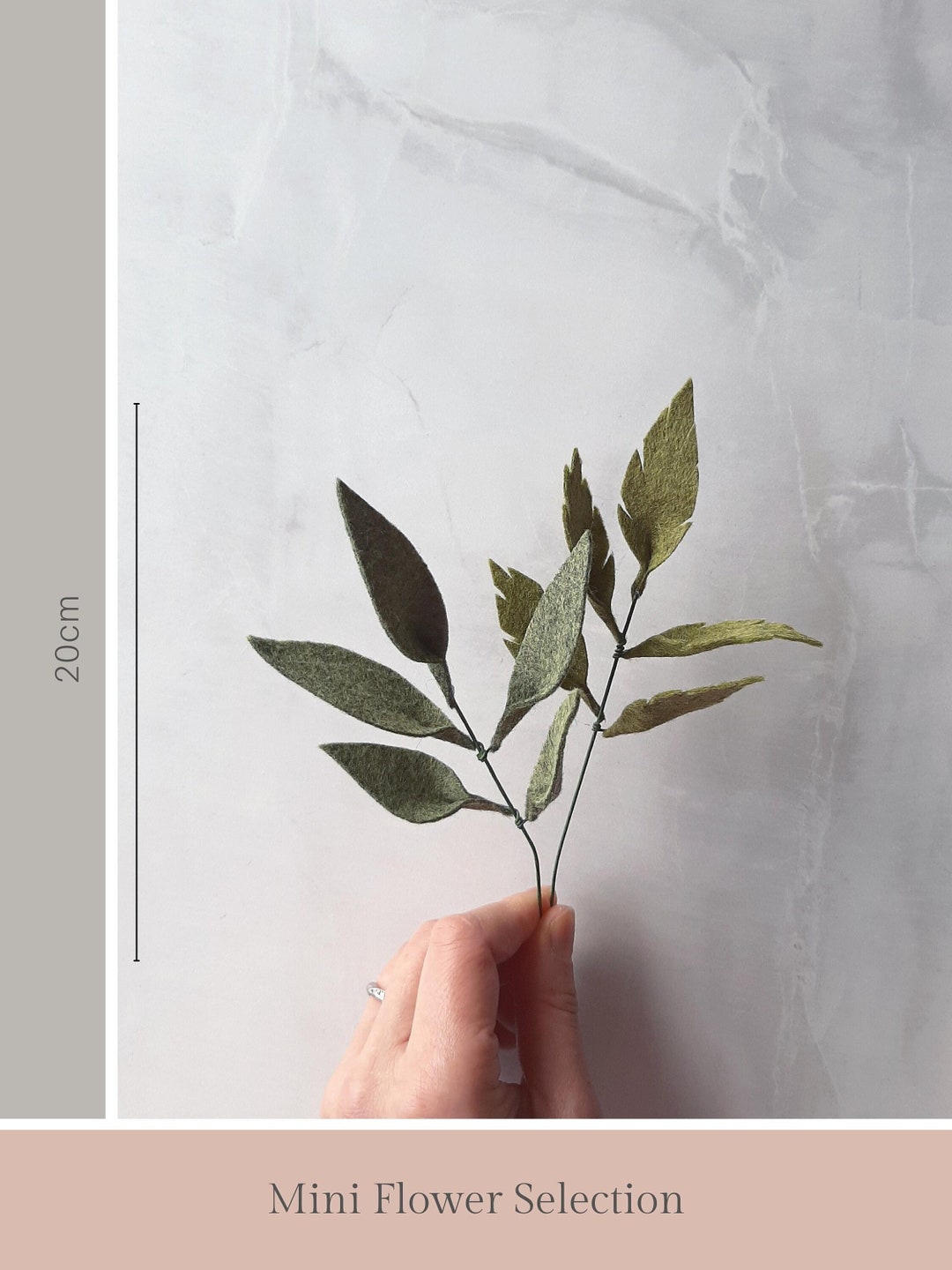 Mini Felt Single Green Leaf Stem, Rustic Wedding Bouquet, Felt Leaves ...