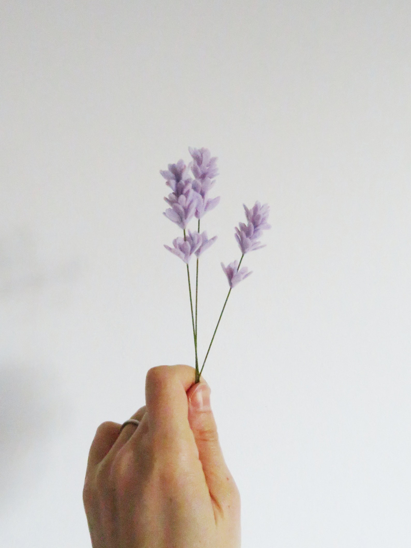 Mini Lavender Felt Flower Single Stem, Wedding Bouquet Keepsake ...