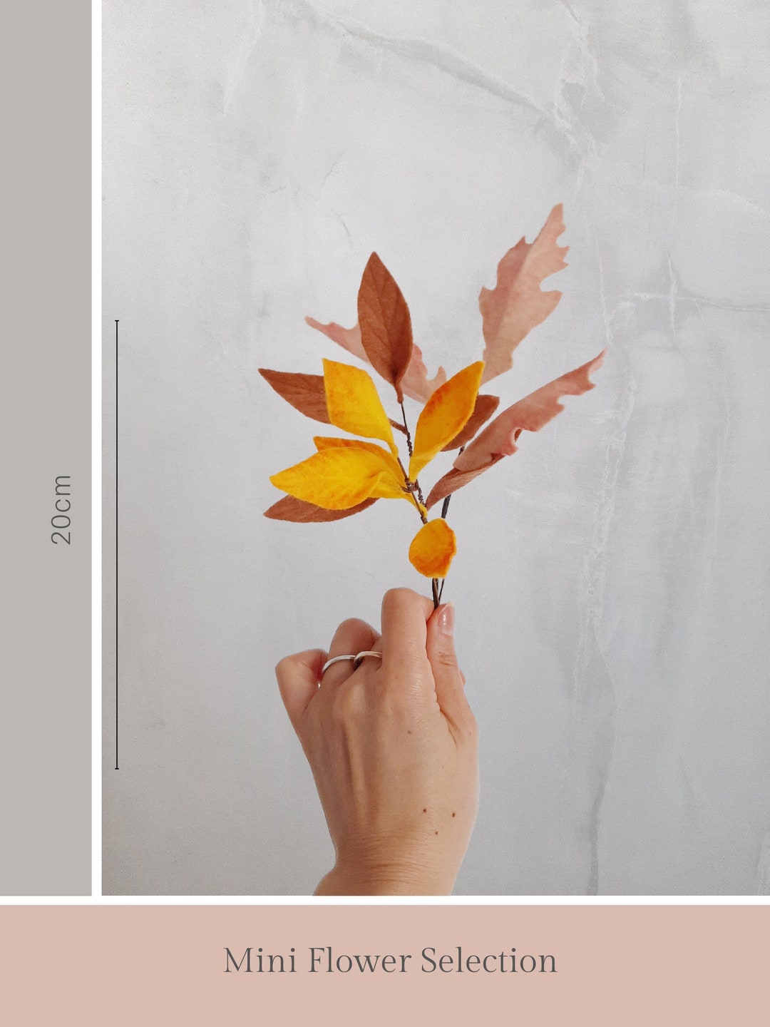 Mini Autumn Leaf Felt Single Stem, Felt Leaves, Artificial Flower ...