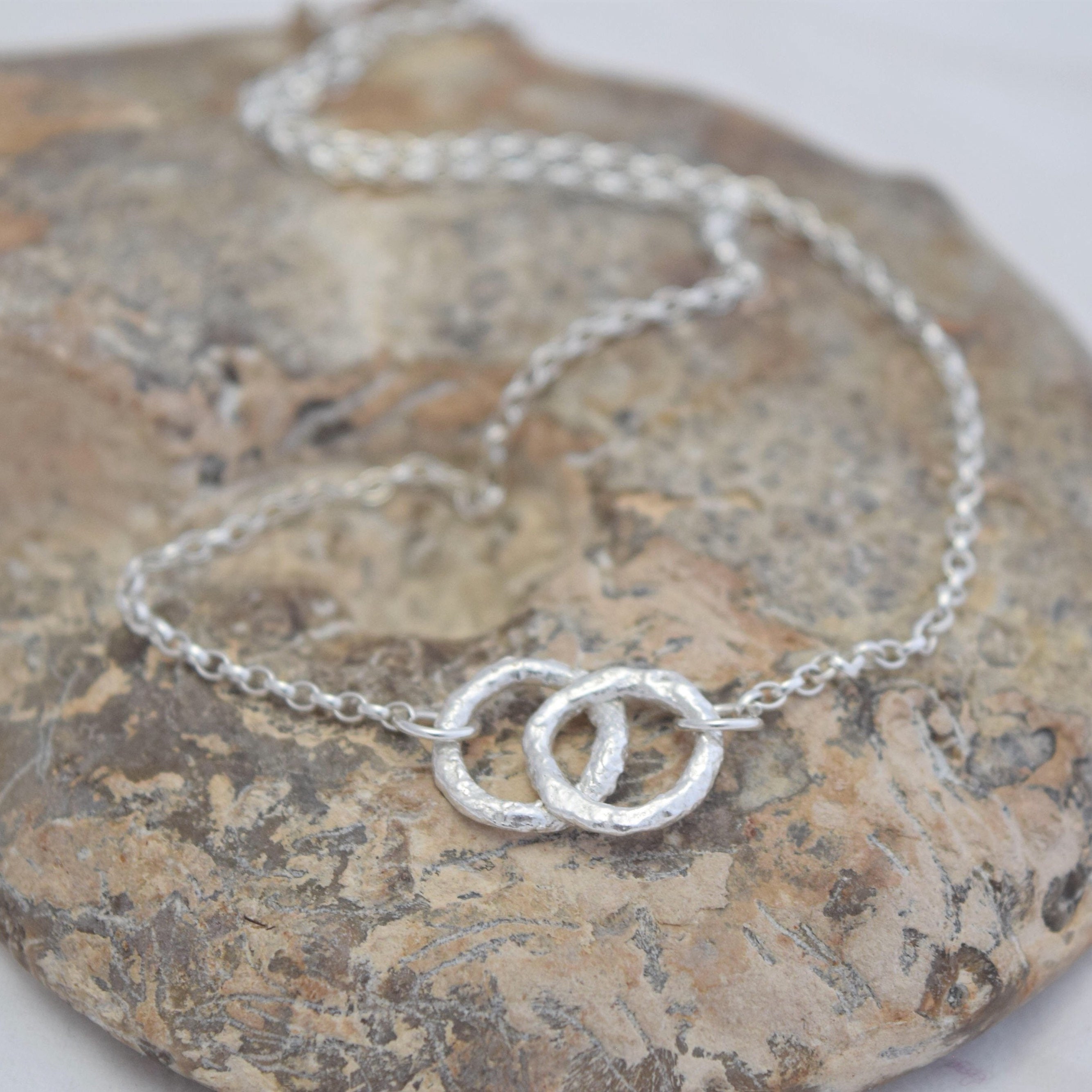 Silver Circles Necklace Joined Rings Necklace Molten | Etsy