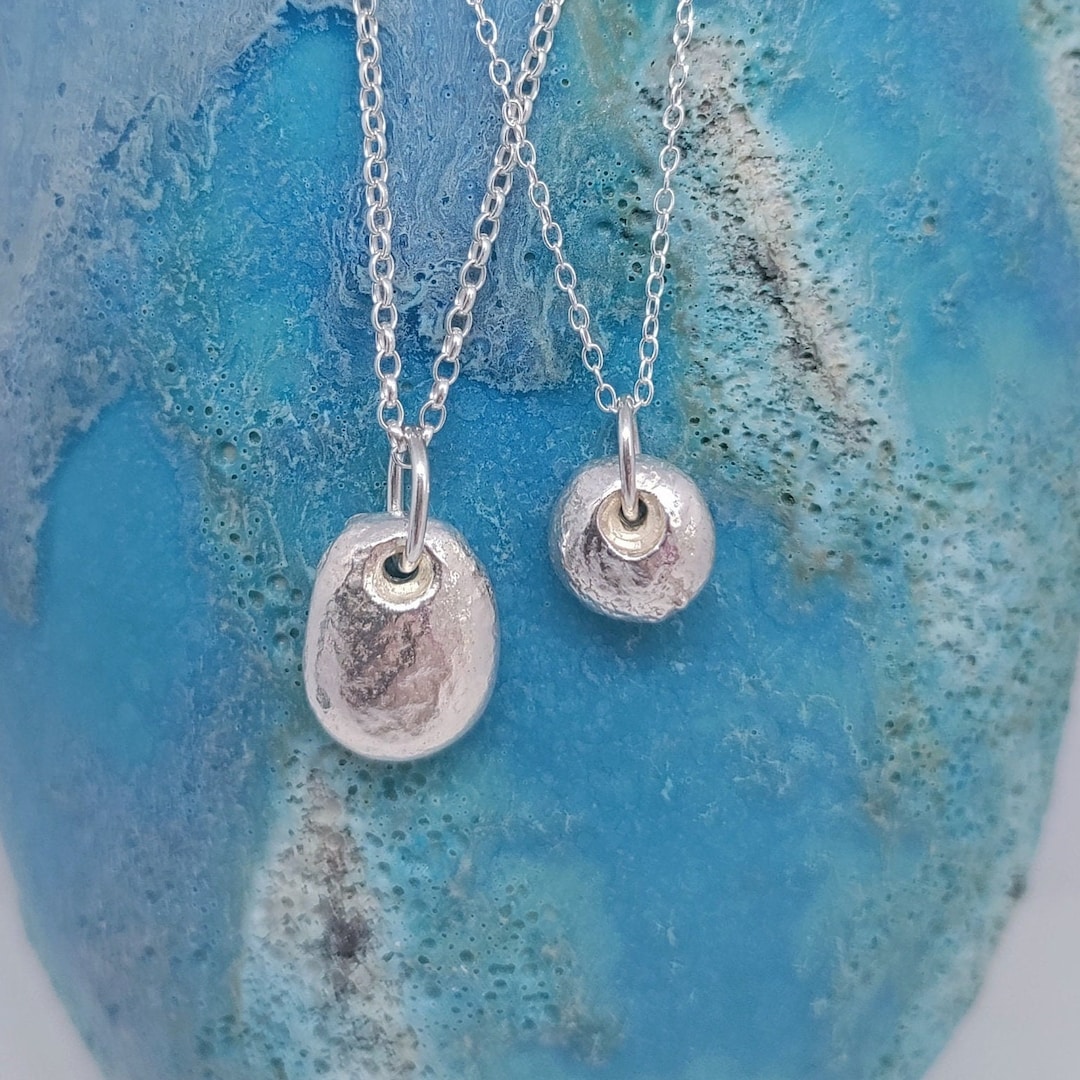 Eco Silver Pebble Pendant: Recycled Silver Beach Jewellery - Etsy UK