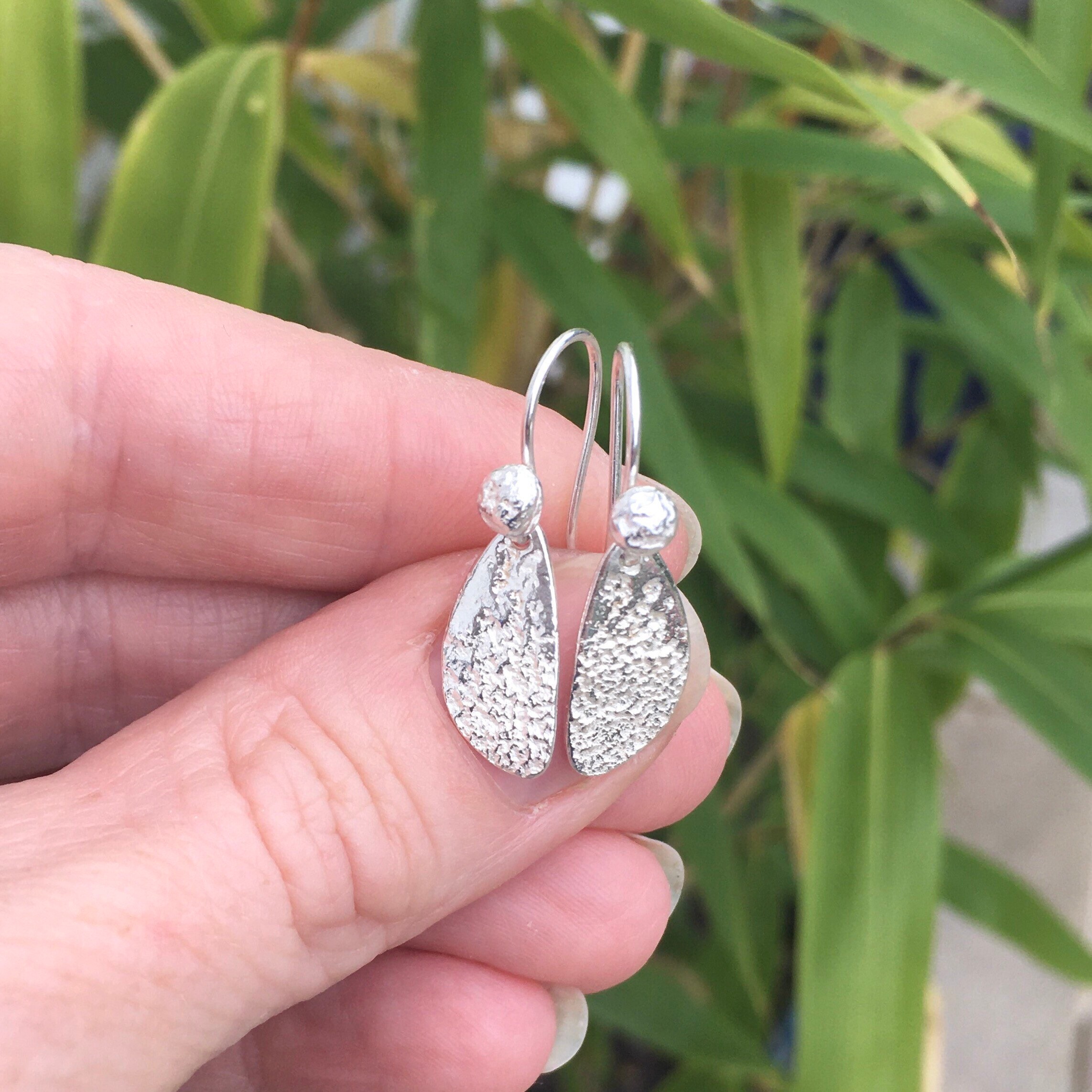 Organic Silver Drop Earrings Coastal Beachy Dangle Earrings - Etsy